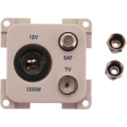 Inprojal System 10.000 Steckdose 12V mit TV und SAT hellgrau - 12 / 24 V Einbausteckdosen
