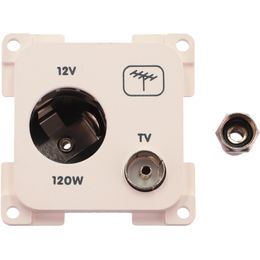 Inprojal System 10.000 Kombi Steckdose 12V mit TV 5 mm wei&szlig; - 12 / 24 V Einbausteckdosen