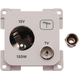 Inprojal System 10.000 Kombi Steckdose 12V mit TV 5 mm hellgrau - 12 / 24 V Einbausteckdosen