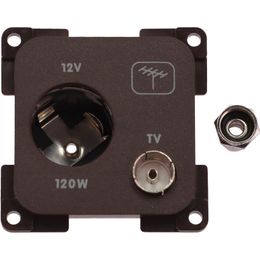 Inprojal System 10.000 Kombi Steckdose 12V mit TV 5 mm braun - 12 / 24 V Einbausteckdosen