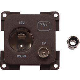 Inprojal System 10.000 Kombi Steckdose 12V mit TV 7 mm braun - 12 / 24 V Einbausteckdosen