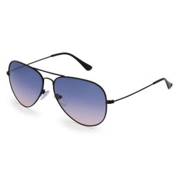 Fielmann BD 277 SUN CL | Unisex-Sonnenbrille | Fassung: Vollrand, Pilot, Edelstahl, Schwarz Glänzend | Glasfarbe: Blau Verlaufend
