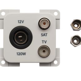 Inprojal System 10.000 Steckdose 12V mit TV und SAT wei&szlig; - 12 / 24 V Einbausteckdosen