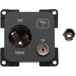 Inprojal System 10.000 Kombi Steckdose 12V mit TV 5 mm schiefergrau - 12 / 24 V Einbausteckdosen