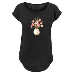 F4NT4STIC T-Shirt 'Rosa Fr&uuml;hlingsblustrau&szlig; In Vase' Damen Gr&ouml;&szlig;e 5XL beige / hellbeige / apfel / koralle / schwarz