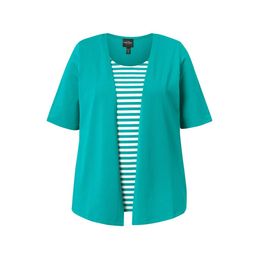 Ulla Popken Shirt Damen Größe 5XL/6XL jade / weiß