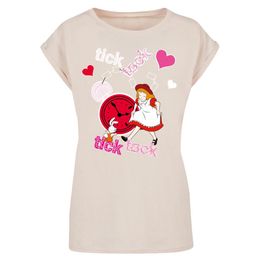 F4NT4STIC Shirt 'Alice im Wunderland Tick Tock' Damen Gr&ouml;&szlig;e 5XL sand / pink / rot / perlwei&szlig;