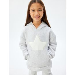 KOTON Sweatshirt M&auml;dchen Gr&ouml;&szlig;e 146/152 graumeliert / wei&szlig;