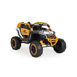 Moni Kinder Elektrofahrzeug Jeep Kansas, EVA-Reifen, Fernbedienung, Musik, Gurt orangr weiß
