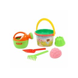 Polesie Sandspielzeug Set 0658 Eimer Schaufel Gießkanne Förmchen Rechen 6-teilig bunt