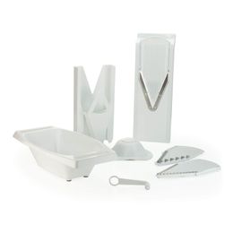 Börner Börner Mandoline V3 Spezial 7-teiliges Set 5 Schnittstärken Als Pommes-Schneider geeignet BPA-frei und rostfrei Weiß