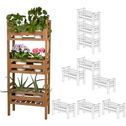 needs&wants&reg; 3-fach multifunktional: Pflanzenst&auml;nder Blumenst&auml;nder aus Holz wetterfest f&uuml;r Indoor Outdoor Balkon Garten drau&szlig;en innen Wand, Pflanzenregal Blumentreppe, z.B. 51 x 23 x 122 cm hoch, braun