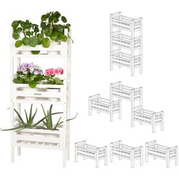 needs&wants&reg; 3-fach multifunktional: Pflanzenst&auml;nder Blumenst&auml;nder aus Holz wetterfest f&uuml;r Indoor Outdoor Balkon Garten drau&szlig;en innen Wand, Pflanzenregal Blumentreppe, z.B. 51 x 23 x 122 cm hoch, wei&szlig;