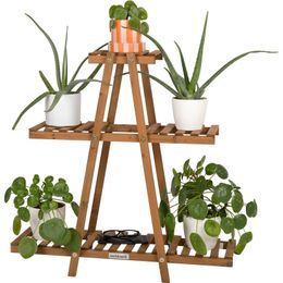 needs&wants&reg; Pflanzenst&auml;nder Blumenst&auml;nder aus Holz wetterfest f&uuml;r Indoor Outdoor Balkon Garten drau&szlig;en innen Wand, Pflanzenregal Blumentreppe, 83 x 28 x 83 cm hoch, braun
