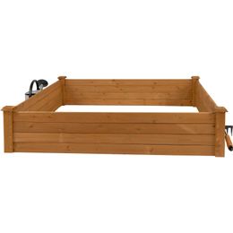 needs&wants® Große Hochbeet-Umrandung aus Holz für Garten Terrasse, Pflanzbeet Bausatz XL quadratisch, Blumenbeet Kräuterbeet Beetumrandung niedrig deko, 120 x 120 x 26,5 cm, dunkel-braun