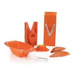 Börner Börner Mandoline V3 Spezial 7-teiliges Set 5 Schnittstärken Als Pommes-Schneider geeignet BPA-frei und rostfrei Orange