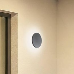 LED-Wandleuchte Disk, &Oslash; 18cm, schwarz, Kunststoff, IP65, CCT