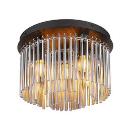 Globo Deckenleuchte Gorley, schwarz/rauchgrau, Ø 32 cm Metall/Glas