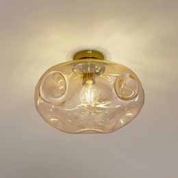 LINDBY Deckenleuchte Lelia, amber, Glas, Ø 35 cm