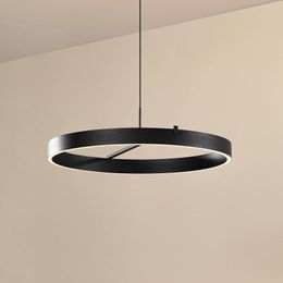 LUCANDE LED-Hängelampe Rovan, Ø 60 cm, schwarz, CCT, dimmbar