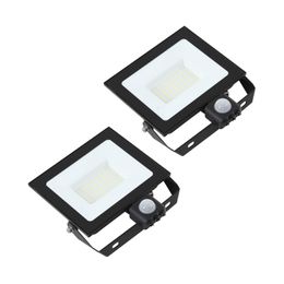 Prios LED-Au&szlig;enstrahler Maikel, 50 W, Metall, Sensor 2er-Set