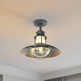 LINDBY Deckenleuchte Louisanne, grau-grün, Metall, Ø 35cm