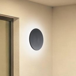 LED-Wandleuchte Disk, Ø 25cm, schwarz, Kunststoff, IP65, CCT