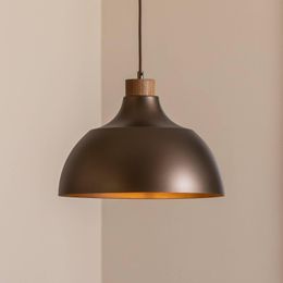 Envostar Hängeleuchte Kaitt, braun, Ø 34 cm, Holzdetail