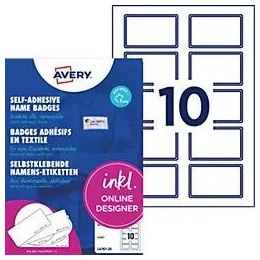 Avery Zweckform L4787-20, Namens-Etiketten, 80 x 50 mm, Weiß, Blau