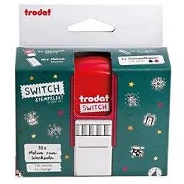 trodat 4922 Stempel Switch Weihnachtsmotive Deutsch Rot 10,3 x 4,1x 7,9 cm