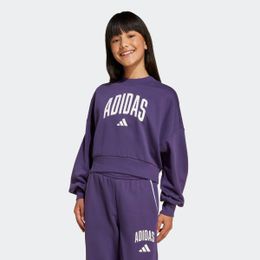 Sweatshirt adidas Sportswear "JG CLGT FT SWT", Kinder, Gr. 152, aurora plum, weiß, Obermaterial: 70% Baumwolle, 30% Polyester, Sportlich, Rundhals, Sweatshirts