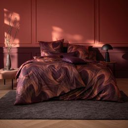Bettwäsche Estella "Lino", vino, B/L: 135cm x 200cm, 1 Stk., 2 Stk., Mako-Satin, B/L: 80cm x 80cm & 40cm x 80cm, Mako-Satin, Obermaterial: 100% Baumwolle, Bettwäsche
