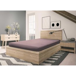Spannbettlaken SETEX "GOTS Feinbiber Spannbettlaken", grau (taupe), B:160cm L:200cm, Feinbiber, Obermaterial: 100% Baumwolle, Bettlaken, aus zertifizierter Bio-Baumwolle