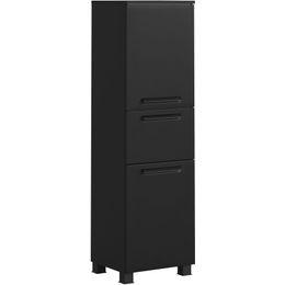 Midischrank Welltime "SALVADA, Midischrank 40 cm, gedämpfte Scharniere, Softclose", schwarz, B:40cm H:130cm T:35cm, MDF, Schränke, Schwarz, Front und Korpus aus hochwertigen MDF, Anti-Finger-Print