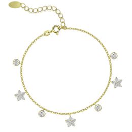 Fußkette mit Anhänger Firetti "Schmuck Geschenk Silber 925 Körperschmuck Ankerkette Kreise Blumen", gelbgoldfarben, kristallweiß, kristallweiß, Fußketten, Silber 925 (Sterlingsilber), Made in Germany - mit Zirkonia (synth.)