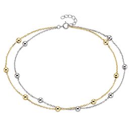 Fußkette "Schmuck, Geschenk, Fusskettchen mit Kugeln, bicolor", gelbgoldfarben, silberfarben, ANISTON JEWELRY & WATCHES, Fußketten, Damen, Silber 925 (Sterlingsilber)