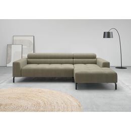Ecksofa Home Affaire, B:258cm H:71cm T:179cmoliv, 100% Polyester, Wohnzimmer, Sofas, "Ecksofa Claya, L-Form, Kopfteilverstellung, Breite 258 cm",