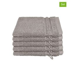 Schiesser 5er-Set: Waschhandschuhe "Milano" in Hellgrau - 43% | Größe 16x22 cm | Badtextilien
