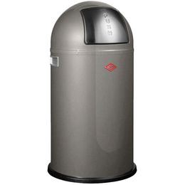Mülleimer Wesco "Pushboy", grau (graphit), B:40cm H:75,5cm T:40cm, Stahlblech, Mülleimer, Abfallsammler, 50 Liter