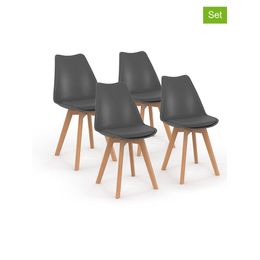 IDOMYA Factory 4er-Set: Stühle "Nordia" in Anthrazit/ Hellbraun - (B)51 x (H)79,5 x (T)46 cm - 59% | Sitzmoebel