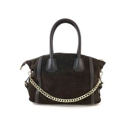 Marlon Leder-Schultertasche "Shania" in Schwarz - (B)36 x (H)21 x (T)12 cm - 77% | Damen-taschen
