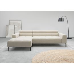 Ecksofa Home Affaire, B:258cm H:71cm T:179cmnature, 88% Polyester, 12% Polyacryl, Wohnzimmer, Sofas, "Ecksofa Claya, L-Form, Kopfteilverstellung,