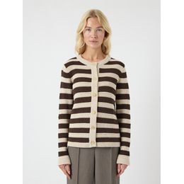 Strickjacke Y.A.S "YASSIRONI LS KNIT CARDIGAN S. NOOS", Damen, Gr. L, chocolate braun, Strick, Obermaterial: 100% Baumwolle, unifarben, regular fit hüftbedeckend, Rundhals, Strickjacken