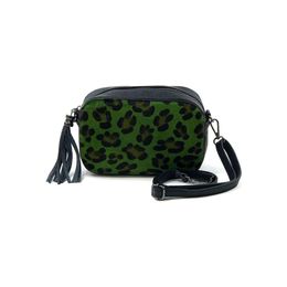 Marlon Leder-Umhängetasche "Paris" in Schwarz/ Grün - (B)20 x (H)14 x (T)7 cm - 73% | Damen-taschen