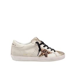 Golden Goose Deluxe Brand Golden Goose Low-Top Sneaker - Gold Glitter Sneakers With Pony Hair Star Accent - Gr. 40 (EU) - in Beige - für Damen