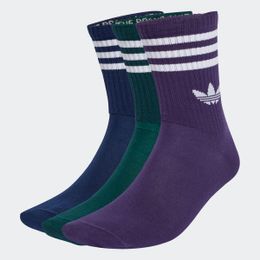Sportsocken adidas originals "3S CREW S 3P", Herren, Gr. L (43/45), night indigo, aurora ivy, aurora plum, Obermaterial: 49% Baumwolle, 48% Polyester, 2% Elasthan, 1% sonstige Fasern, Socken