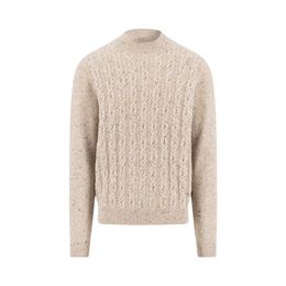 Strickpullover Fynch-Hatton, Herren, Gr. 4XL, winter whi, Strick, Obermaterial: 65% Wolle, 30% Nylon, 5% Alpaka, meliert, hüftbedeckend, Rundhals, Bündchen, Pullover, mit Zopfmuster