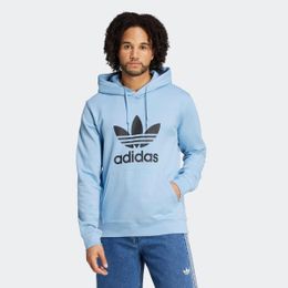 Kapuzensweatshirt adidas originals "TREFOIL HOODY", Herren, Gr. XL, ash blau, Obermaterial: 100% Baumwolle, Sweatshirts, Hoodie, Kapuzenpullover mit großem Logoprint