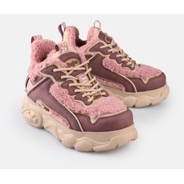 Plateausneaker Buffalo "CLD CHAI WARM", Damen, Gr. 36, rosa, beere, Nubuklederimitat, Textil, Schuhe Plateausneaker, High Top Sneaker, Schn&uuml;rboots, Winterboots mit Memory Foam