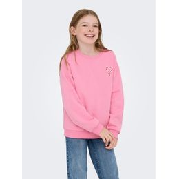 Sweatshirt KIDS Only "KOGZENJA LIFE XMAS BOXY L/S BOX SWT", Mädchen, Gr. 134/140, sachet pink print:holly jolly, Sweatware, Obermaterial: 70% Baumwolle, 30% Polyester, bedruckt, Rundhals, Sweatshirts